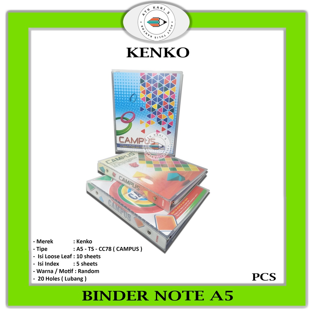Jual KENKO - Binder Note Ring A5 - TS - CC78 ( CAMPUS ) - Pcs | Shopee ...