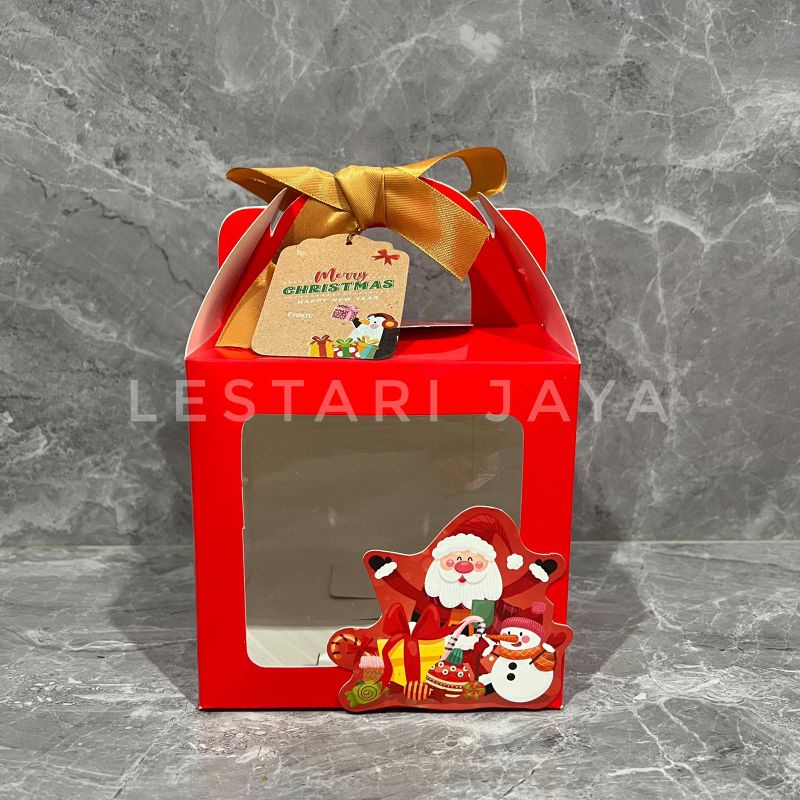 Jual Box Natal Ivory (Merah) Gable Box / Box Jinjing 14x14x14 cm Muat 2 ...