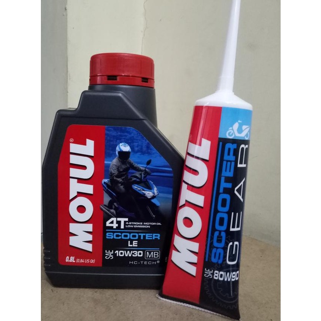 Jual PAKET OLI MOTUL 0.8L 10W30 SCOOTER/MATIC & OLI GARDAN/GEAR 80W90 ...