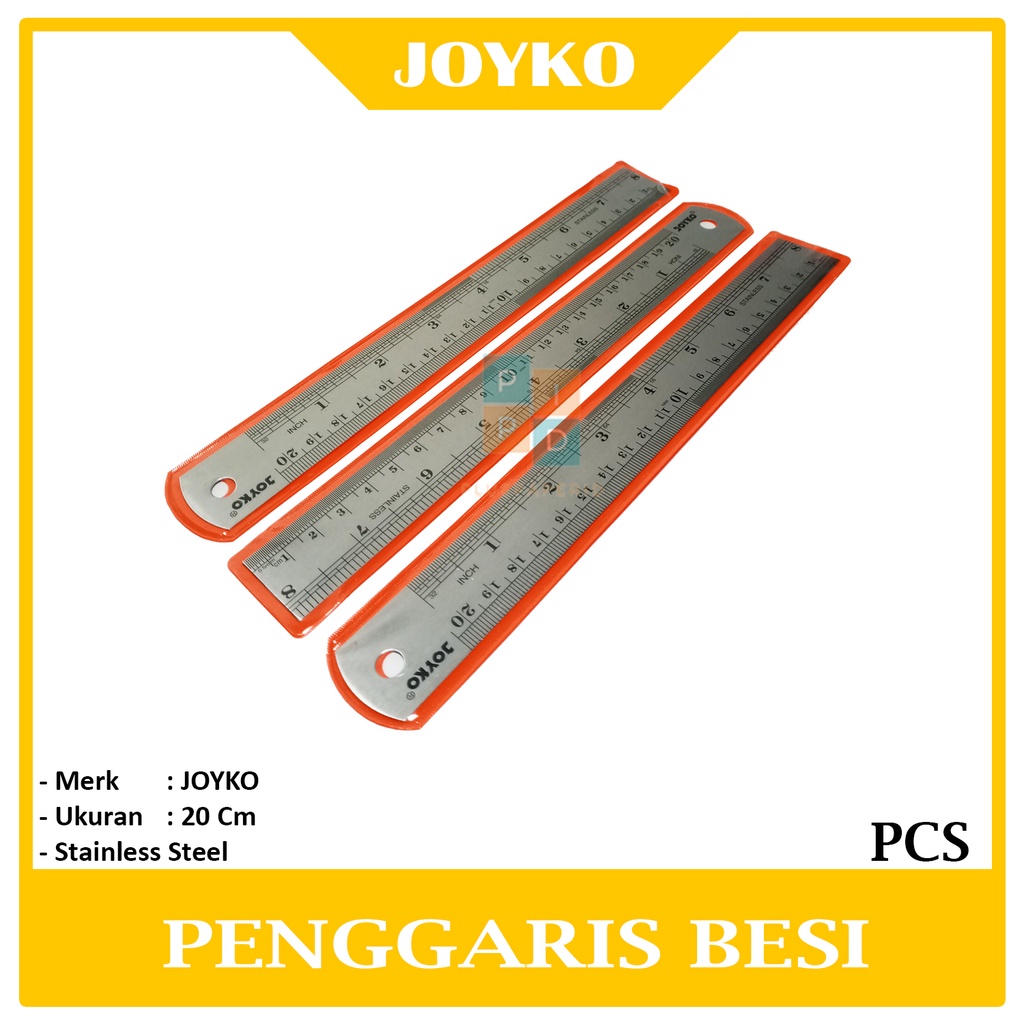 Jual JOYKO - Ruler Stainless / Penggaris Besi 20 Cm - Pcs | Shopee Indonesia