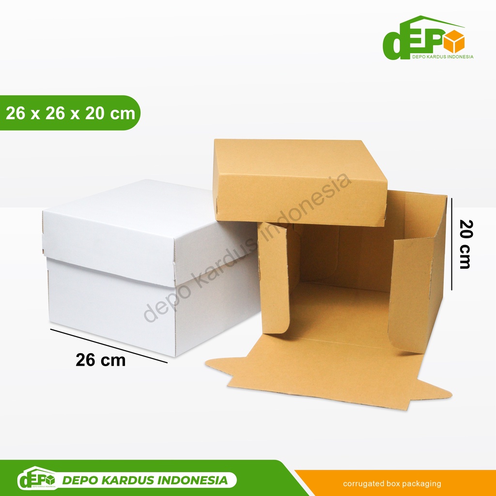 Jual Depo Box 26x26x20 cm (Pelangi 1 Top/Bot) Tart/Puding/Kardus/Karton ...