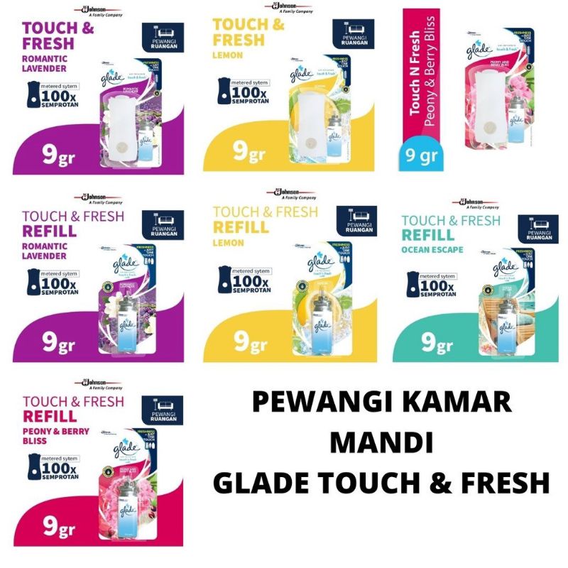 Jual GLADE TOUCH'N FRESH AIR FRESHENER+TEMPAT/pengharum toilet 9gr ...