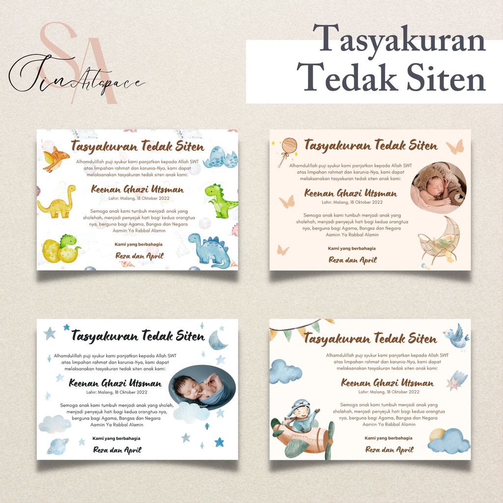 Jual Cetak Stiker/Kartu Tasyakuran Tedak Siten Bayi, Tasyakuran ...