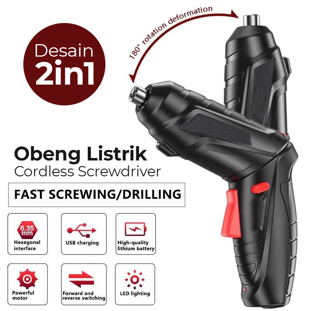 Jual Mesin Obeng Listrik Cordless Screwdriver 4.2 V 250 rpm | Shopee ...
