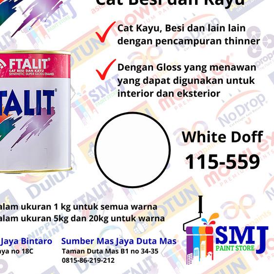 Jual Cat Besi dan Kayu Minyak FTALIT Putih / White Doff 559 - 1 kg ...