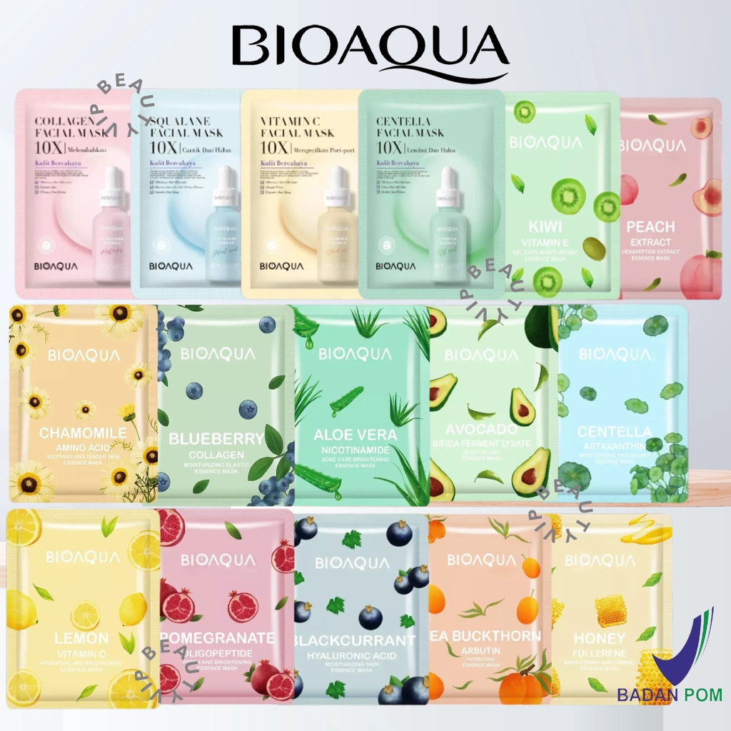 Jual BIOAQUA Essence Sheet Mask 25g | 10X Facial Sheet Mask 28ml ...