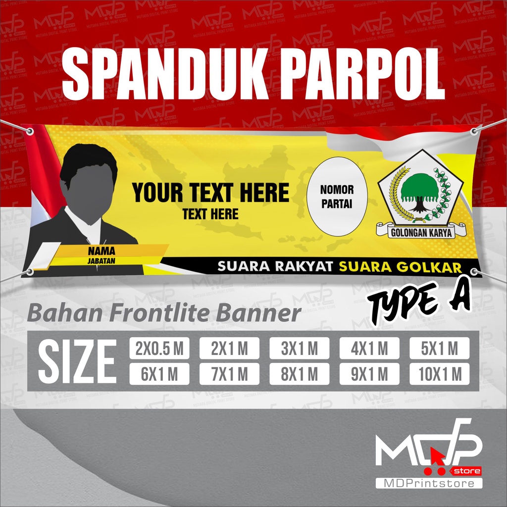 Jual SPANDUK 2X1 BANNER PARPOL PARTAI POLITIK KAMPANYE PEMILU GOLKAR ...