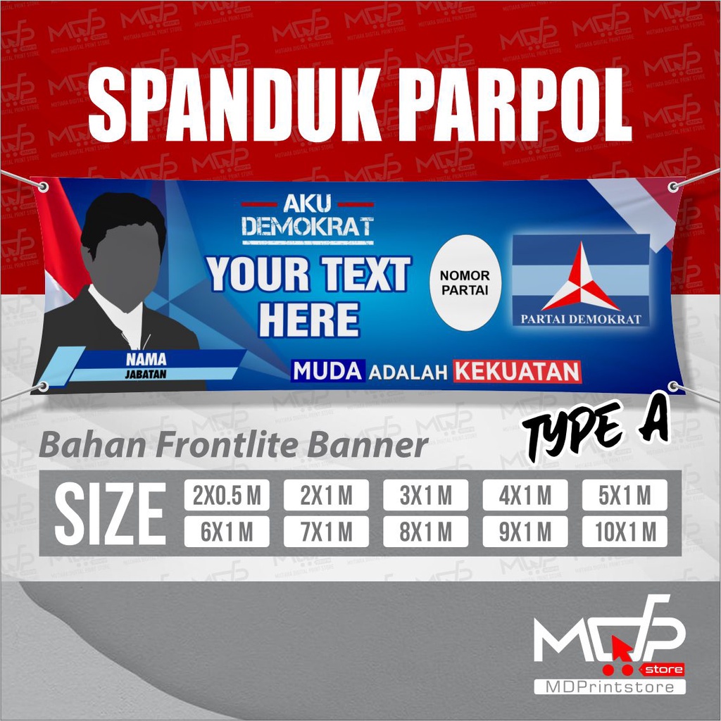 Jual SPANDUK 10X1 BANNER PARPOL PARTAI POLITIK KAMPANYE PEMILU DEMOKRAT ...
