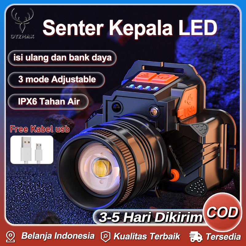 Jual Lampu Sorot Induksi Senter Kepala Zoom Isi Ulang Lampu Kepala T8 Led Senter Super Terang ...
