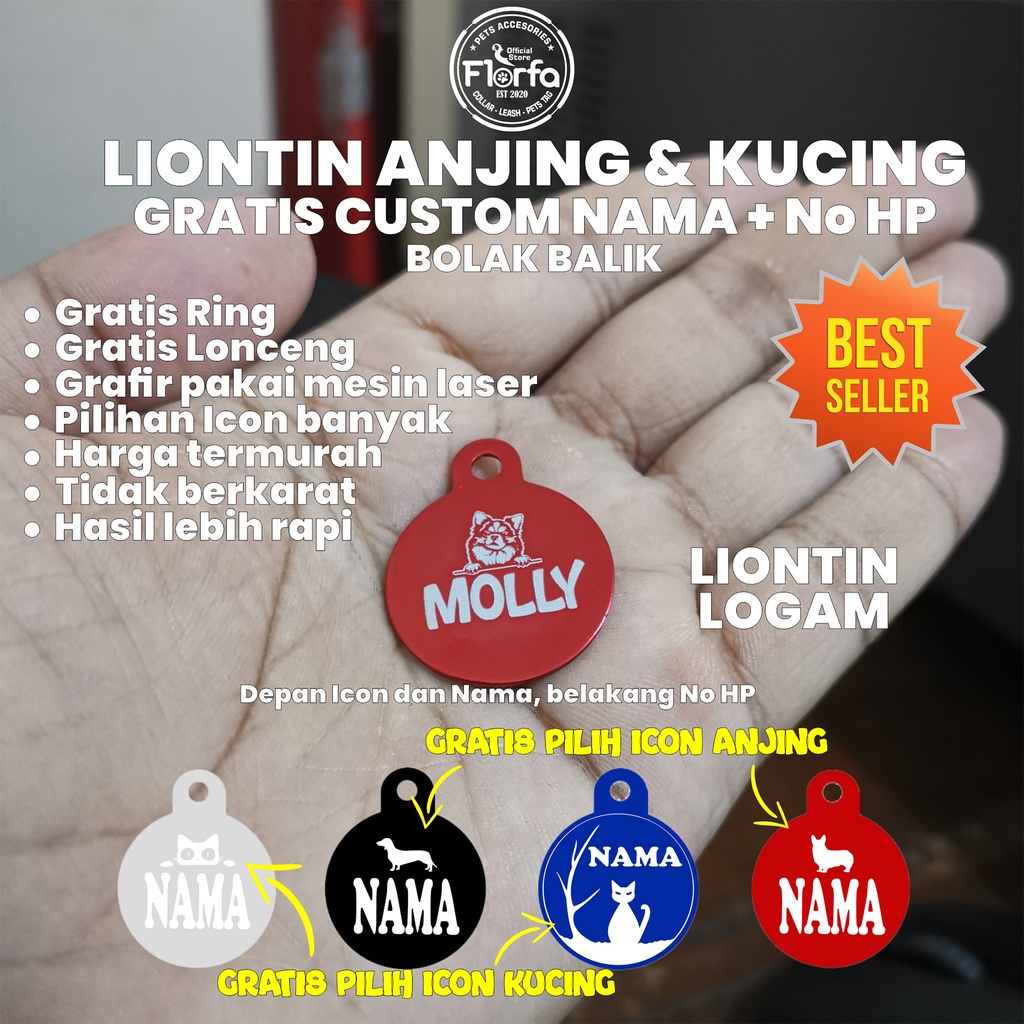 Jual Liontin Anjing dan Liontin Kucing Custom Grafir Nama Dog Tag ...