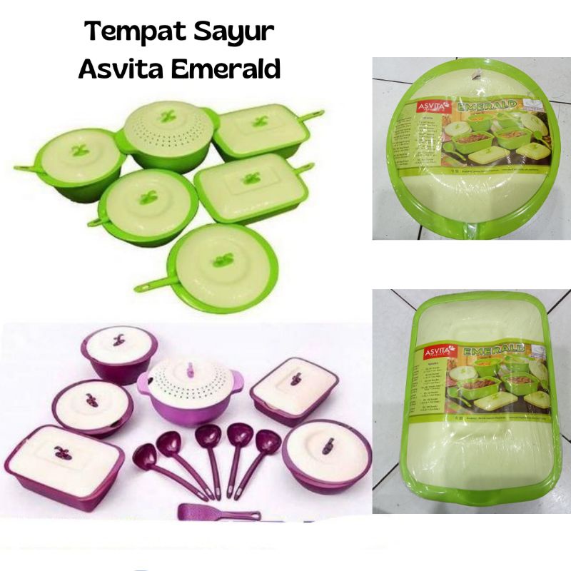 Jual Tempat Sayur ASVITA EMERALD Wadah Sayur Serbaguna Basi Segi ...