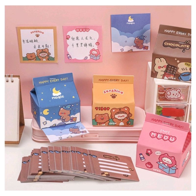 Jual Milk Milky Memo/ Memo Kotak Susu/ Memopad Starter Kit Kertas Memo ...