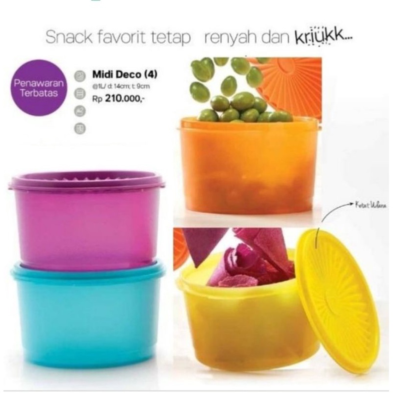 Jual Midi deco tupperware ukuran 1 liter / toples tupperware | Shopee ...