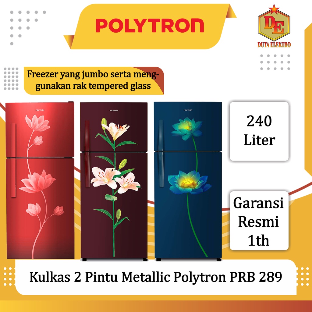 Jual Kulkas 2 Pintu Polytron PRB 289 Metallic | Shopee Indonesia