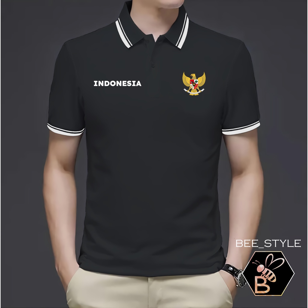 Jual Kaos Kerah Pria Logo Garuda INDONESIA / Kaos Polo List II Garuda ...