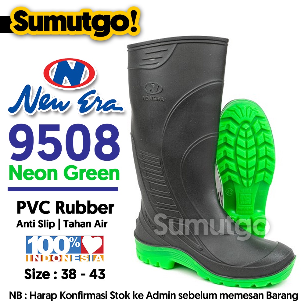 Jual [ TERLARIS ] NEW ERA 9508 Neon Green Sepatu Boot Karet PVC Hijau ...