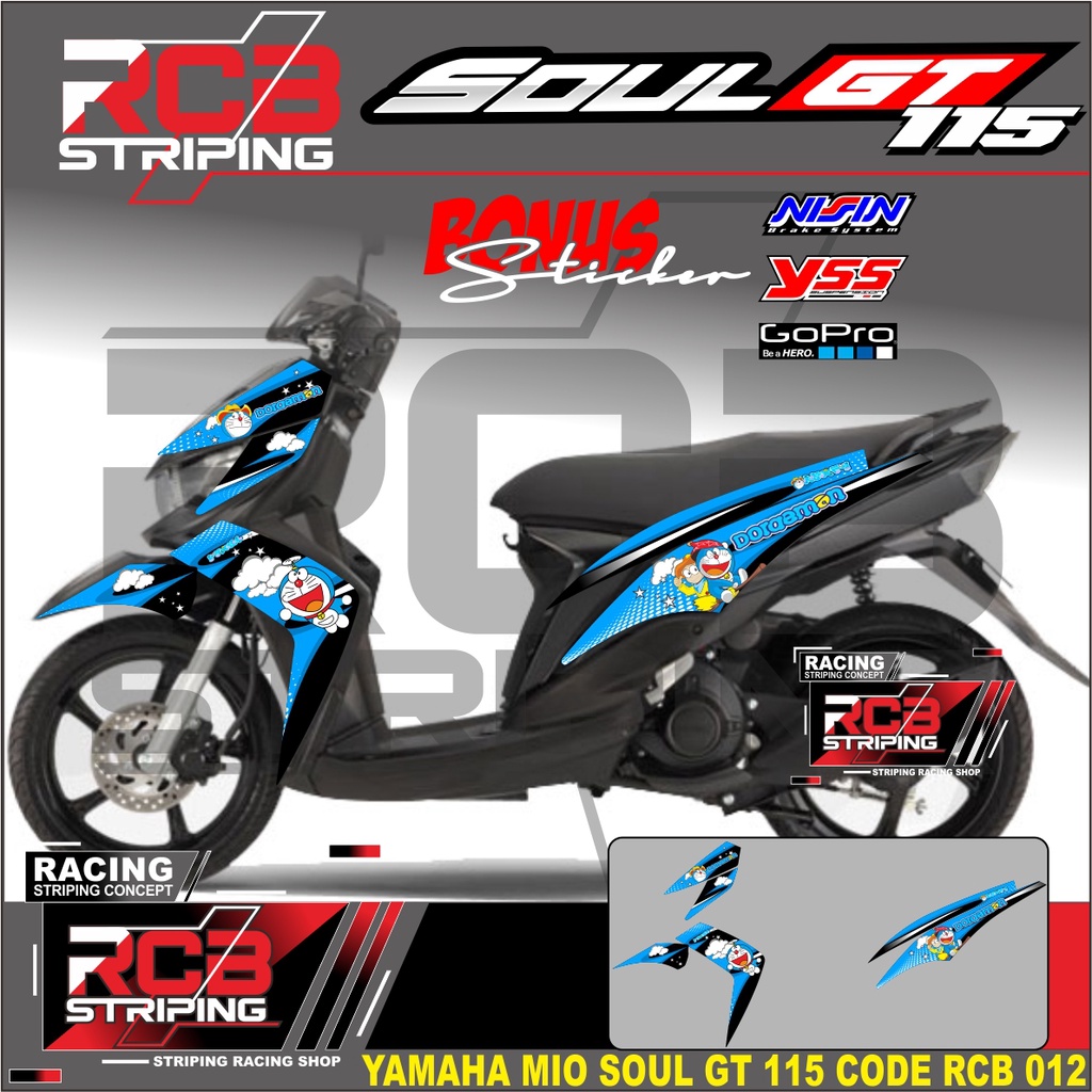 Jual Sticker Striping Variasi YAMAHA SOUL GT 115 DORAEMON Semi Fullbody ...