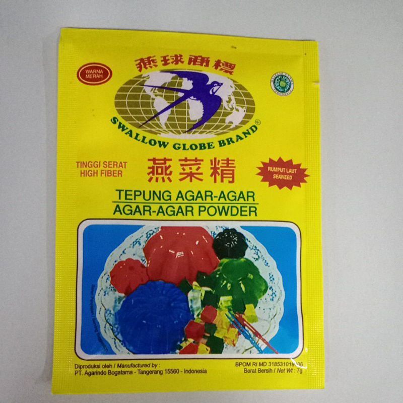 Jual Agar agar Swallow globe brand warna merah kemasan 7 gram | Shopee ...