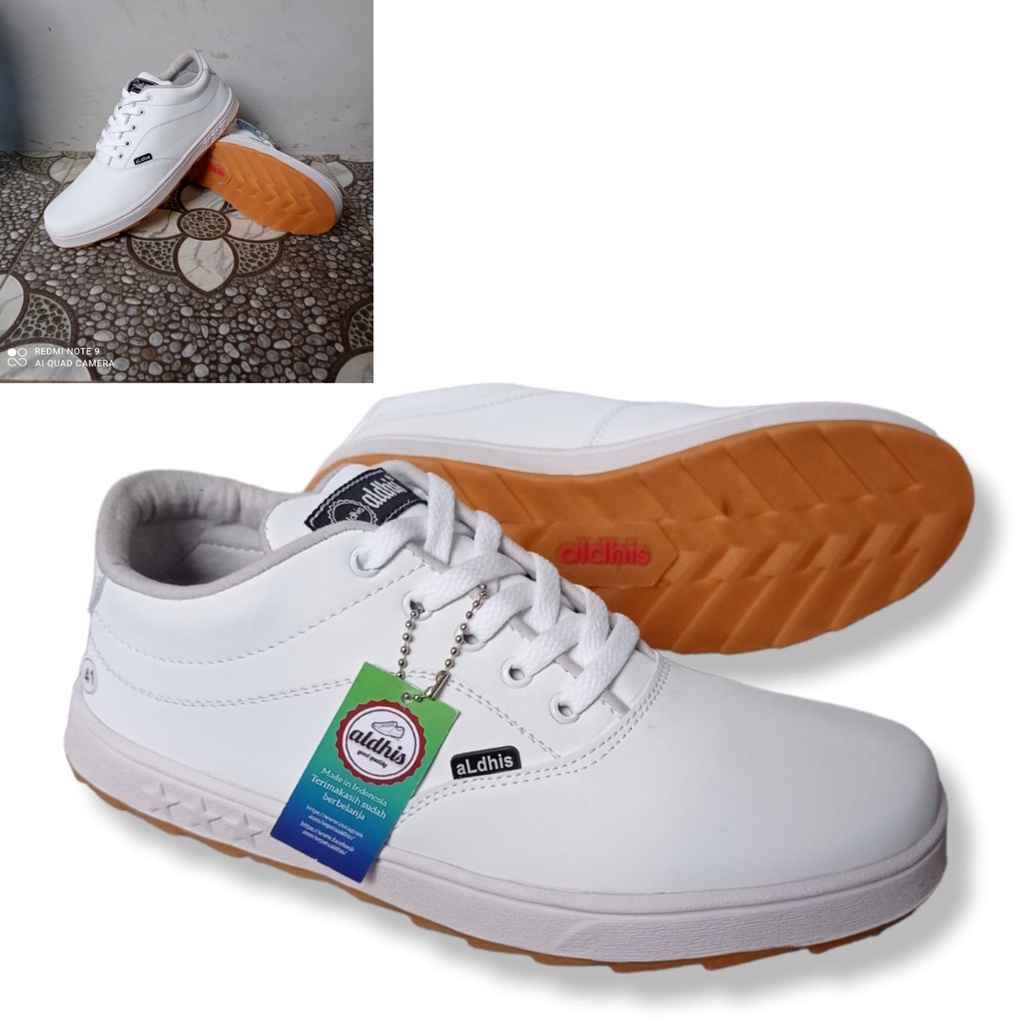 Jual Sepatu Putih Polos Pria Keren Terbaru Sneakers Kekinian Full White ...
