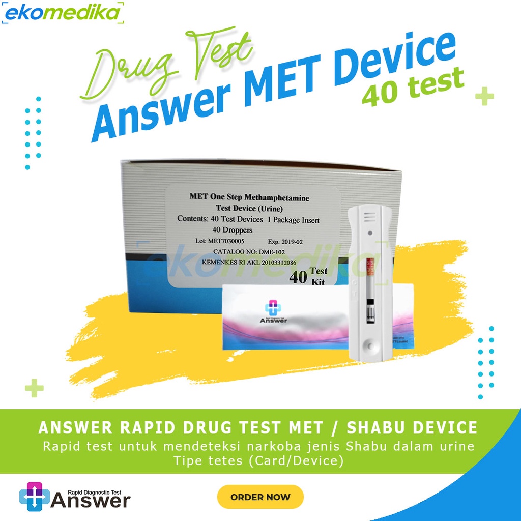 Jual Rapid test Narkoba 1 Parameter / Drug Test ANSWER AMP-MOP-THC-MET ...