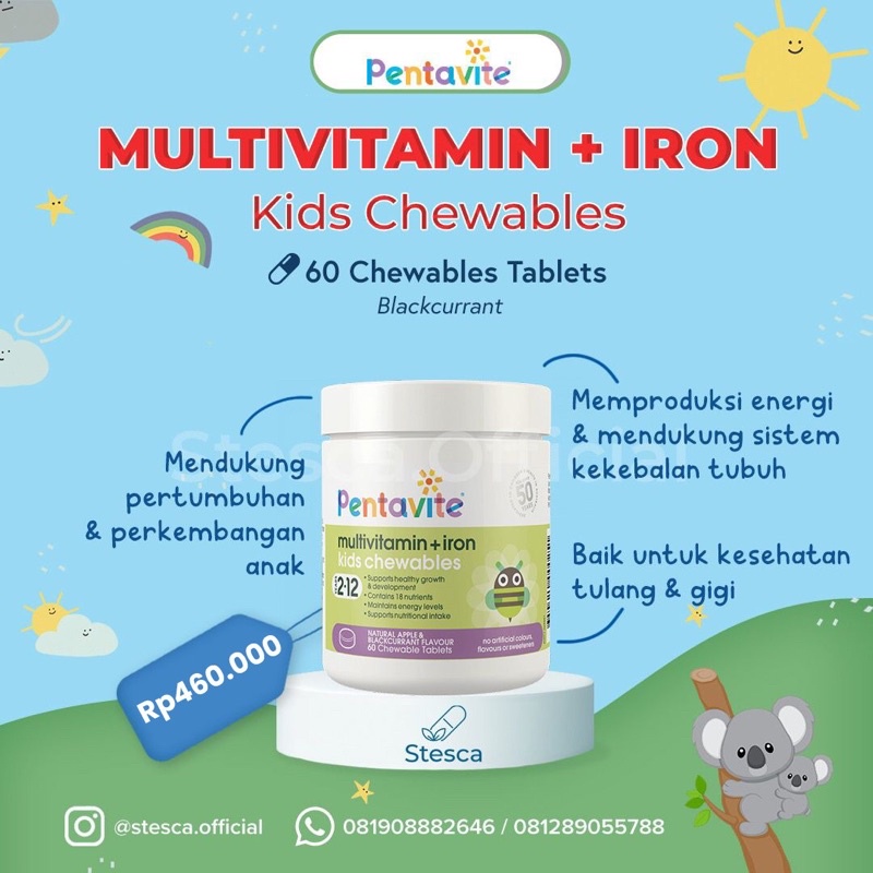Jual pentavite multivitamin iron chewable | Shopee Indonesia