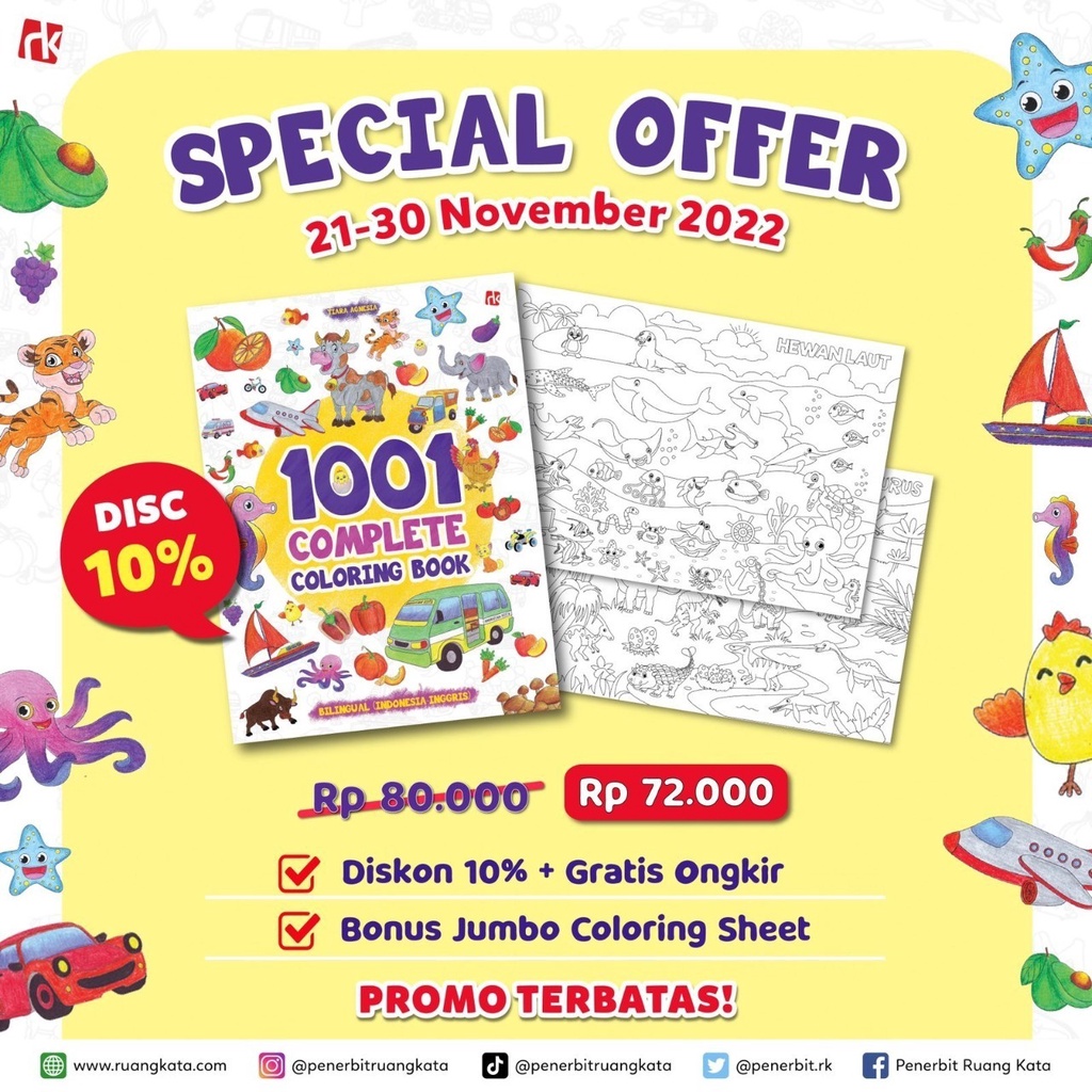 Jual Buku Anak 1001 COMPLETE COLORING BOOK By Tiara Agnesia | Shopee ...