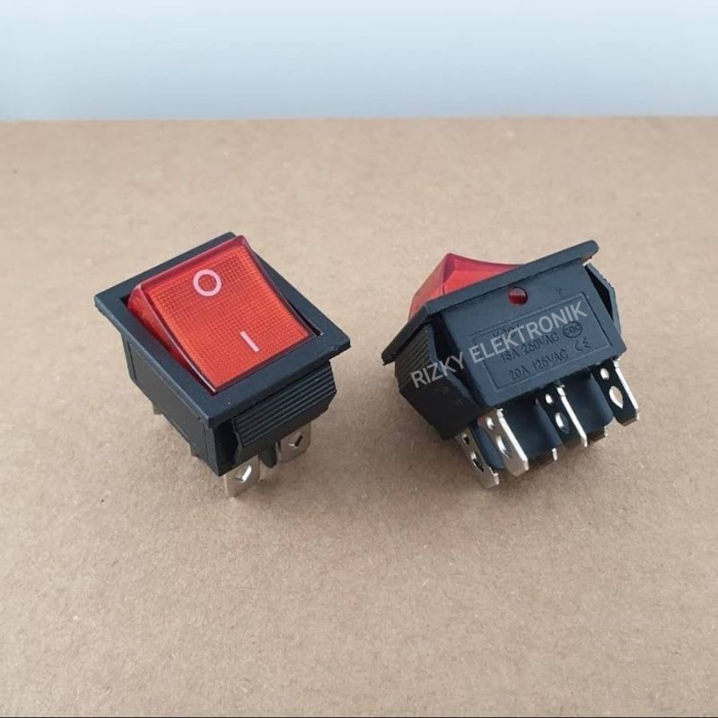 Jual Saklar Switch Rocker 6 Pin Kaki On/Off Nyala Lampu Merah KCD4 ...