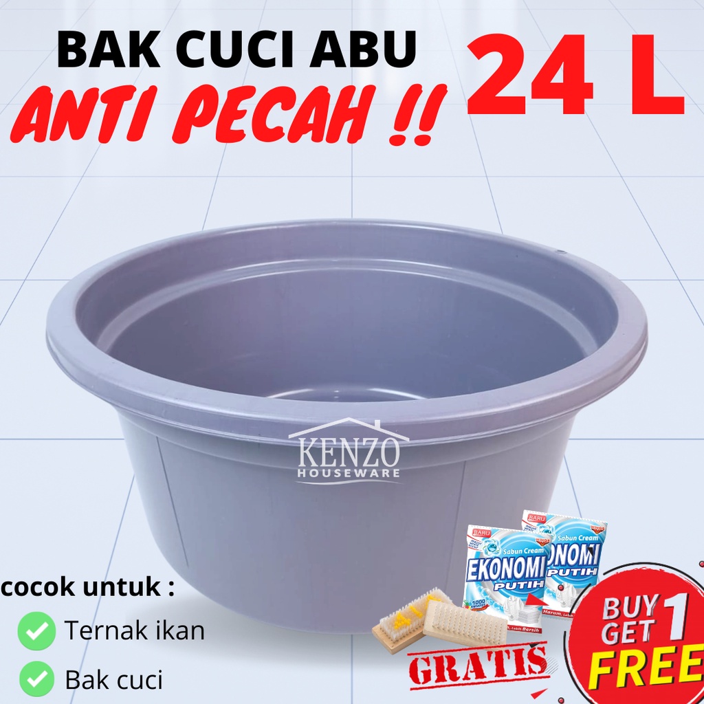 Jual Baskom Bak ABU Plastik Jumbo Ember Cuci Baju 24 Liter Besar ANTI ...