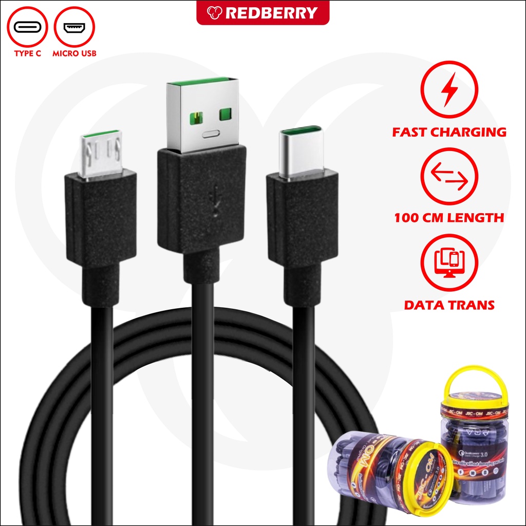 Jual (1 Toples) Kabel Data JSC03 VOOC Fast Charging Type C Micro USB ...