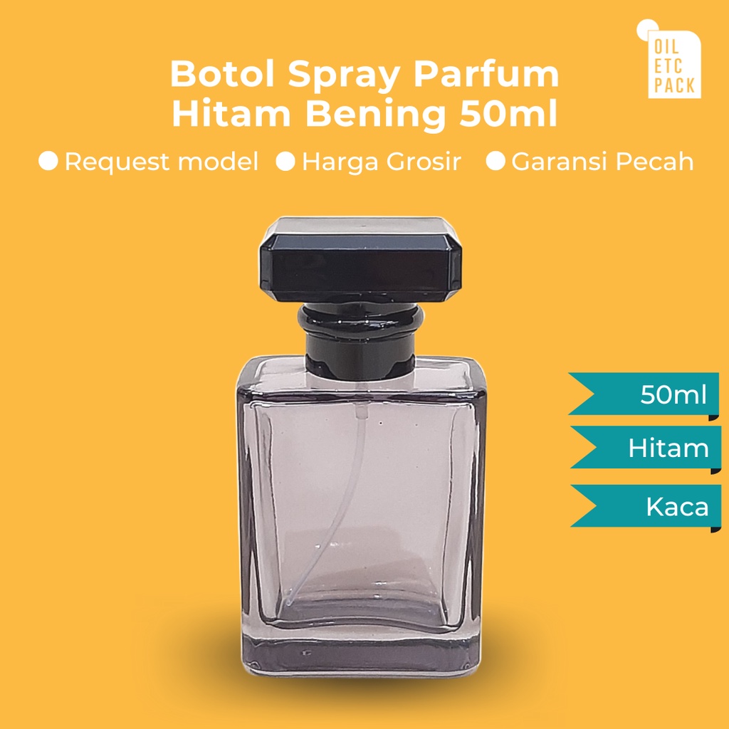 Jual Botol CHNL Spray Parfum Hitam Bening 50ml Drat/Putar (TANPA ALAT ...