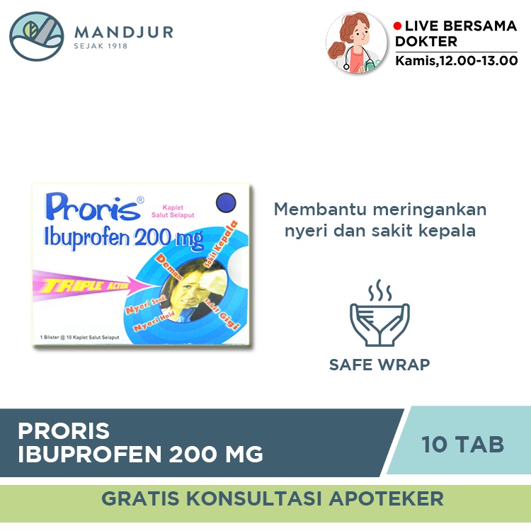 Jual Proris 200 Mg 10 Kaplet - Pereda Demam dan Nyeri Sakit Gigi ...