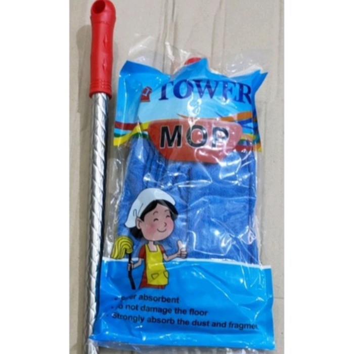 Jual Pel Handuk Gagang Stainles Tower Absorbent Mop Biru | Shopee Indonesia