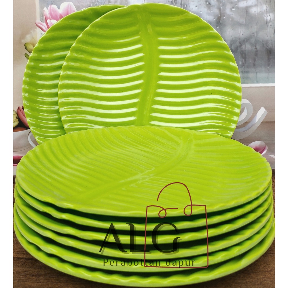 Jual 12pcs piring saji daun bulat melamine singasingi hijau | Shopee ...