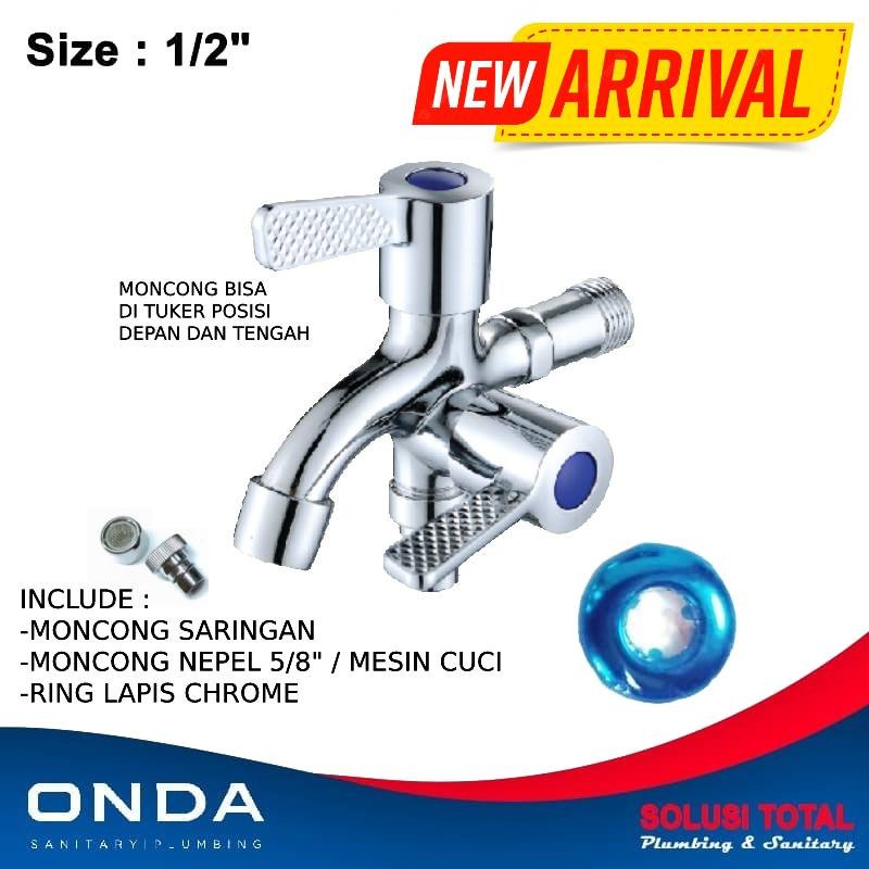 Jual Keran Double Shower K-TUL / Mesin Cuci / Dobel kran Cabang ONDA 1/2" | Shopee Indonesia