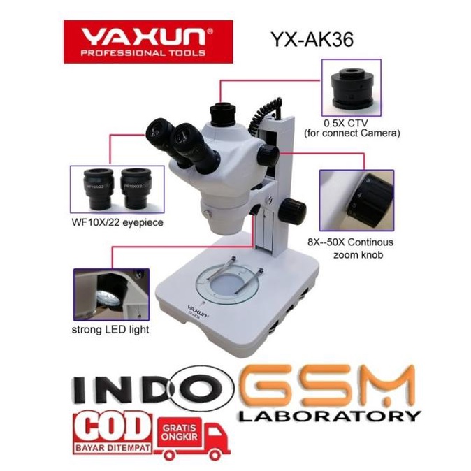 Jual Microscope Trinocular AK-8050 / MICROSCOPE YAXUN / Mikroskop | Shopee Indonesia