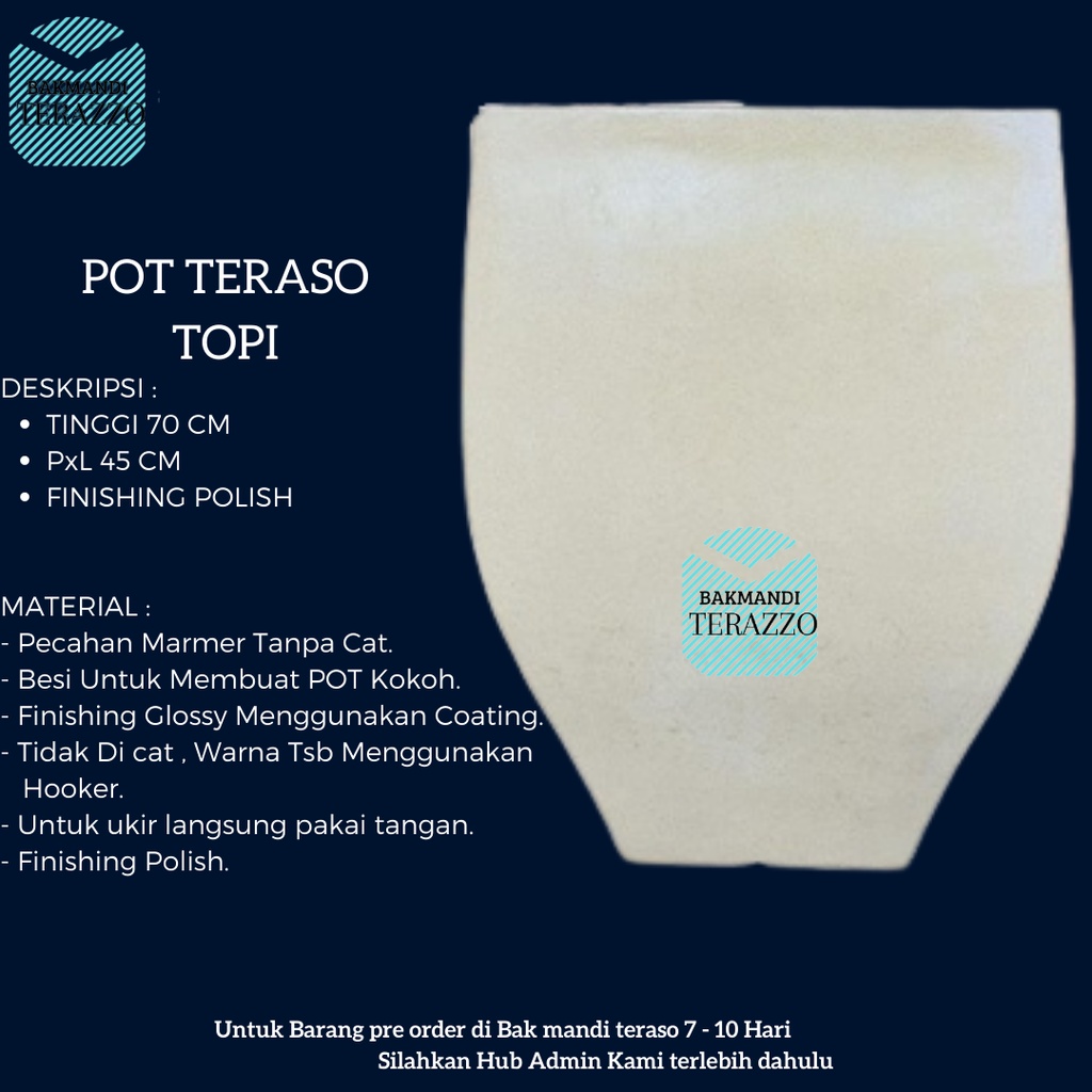 Jual BAKMANDI TERAZZO/POT TERASO CANTIK TIPE TOPI MANJA UKURAN (70x45 ...