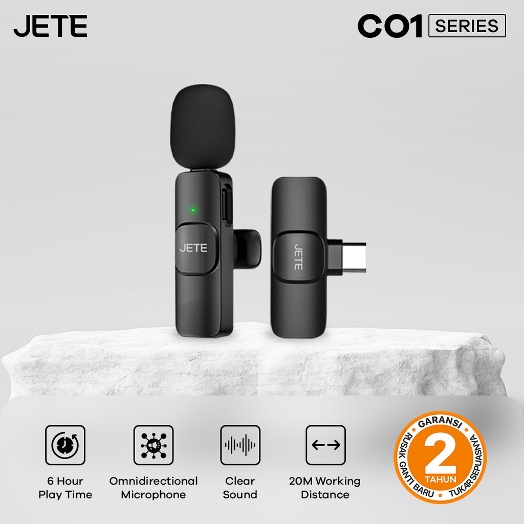 Jual Wireless Clip On Microphone JETE CO1 Type C On Vlog Smartphone ...