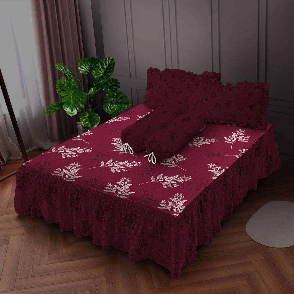 Jual Kintakun Sprei Rumbai 160 / 180 Alisa Bunga Dluxe Microtex Merah ...