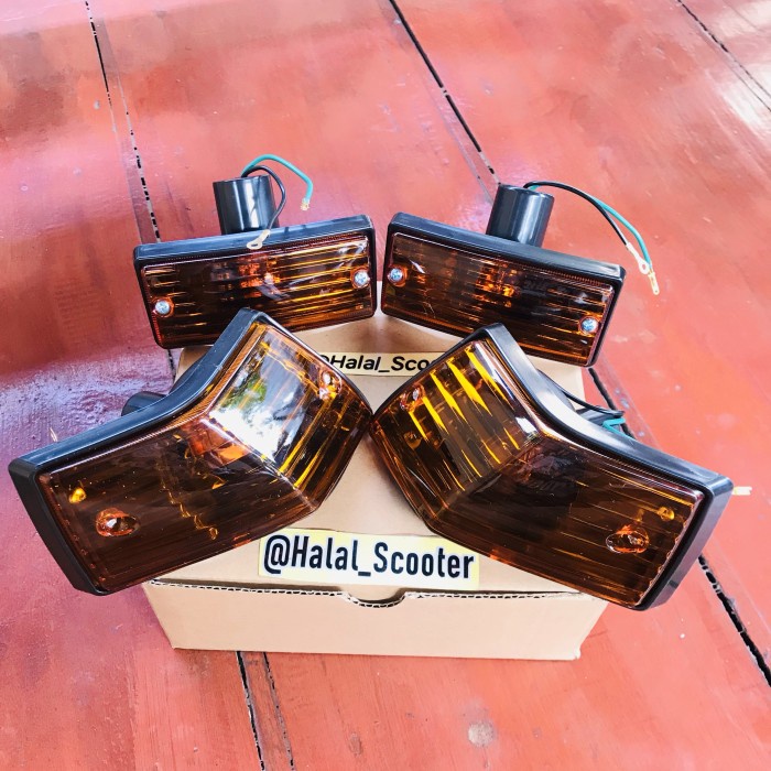 Jual Lampu sein vespa set kuning garis smoke list hitam new px excel px ...