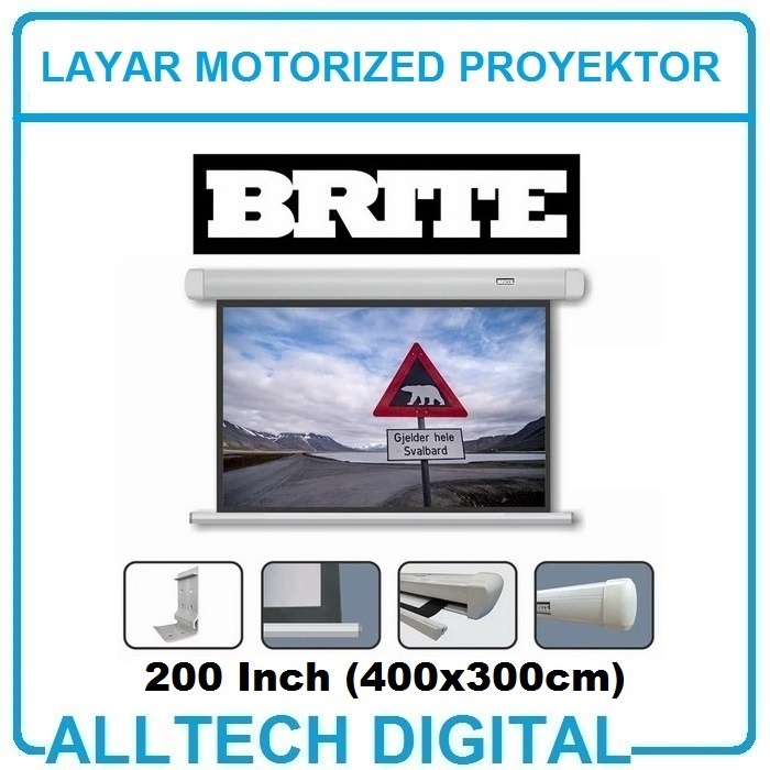 Jual Brite Deluxe Motorized Projector Screen 200 Inch Layar Proyektor ...