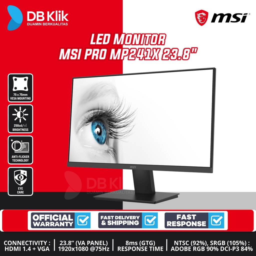 Jual LED Monitor MSI PRO MP241X 23.8" 75Hz Full HD HDMI VGA - MSI MP ...
