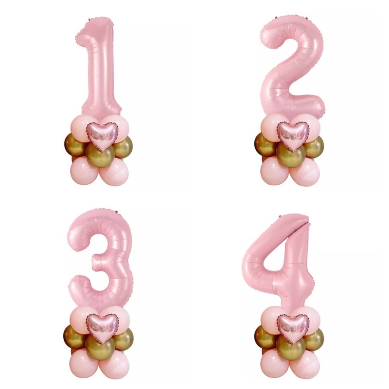 Jual PAKET BALON LOVE ANGKA PINK PASTEL 100cm | Shopee Indonesia