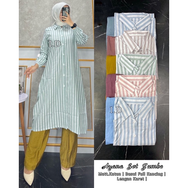 Jual One set Long tunik salur (Standart, Jumbo) | Shopee Indonesia