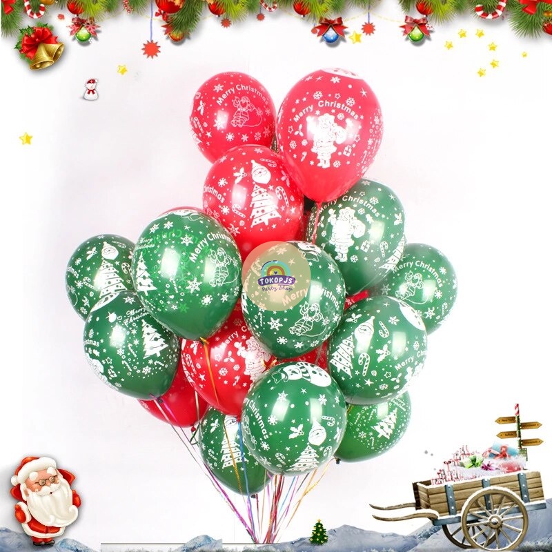 Jual Balon Latex Merry Christmas Natal 12 inch isi 10 pcs | Shopee ...