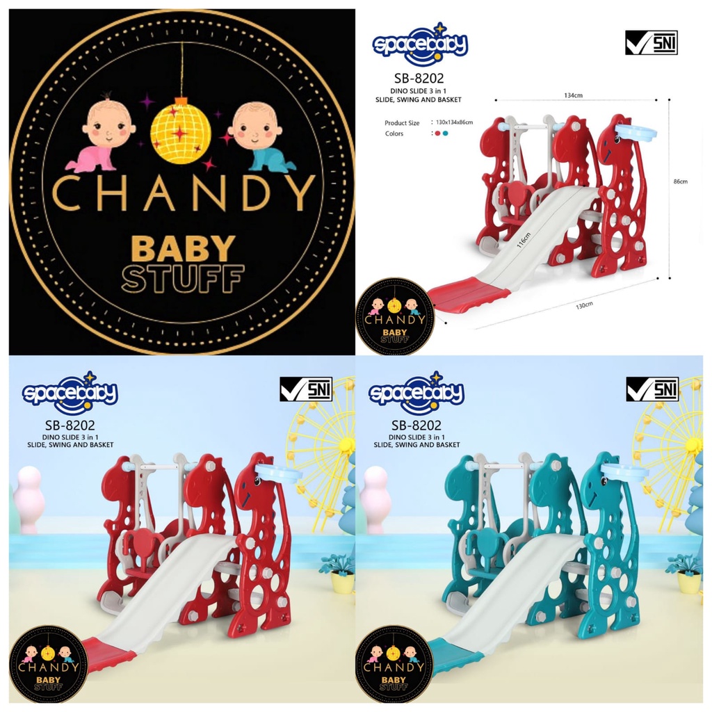 Jual PEROSOTAN MAINAN ANAK DAN AYUNAN SLIDE 3IN1 MODEL DINO SB 8202 | Shopee Indonesia