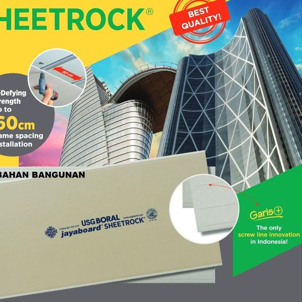 Jual Gypsum Sheetrock jayaboard 9mm x 1200 x 2400 mm - Gypsum Jaya 9mm ...