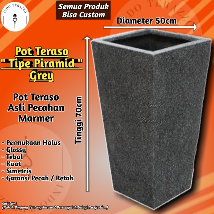Jual INDO TERAZZO POT BUNGA TINGGI TIPE PIRAMID T70 D50 - POT TANAMAN ...