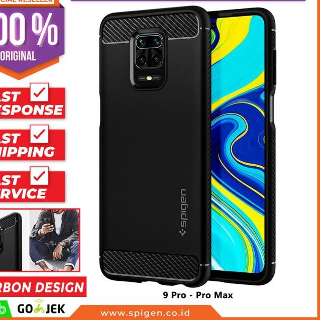 Jual Case Redmi Note 9 / Pro / Max Spigen Rugged Armor Carbon Fiber ...
