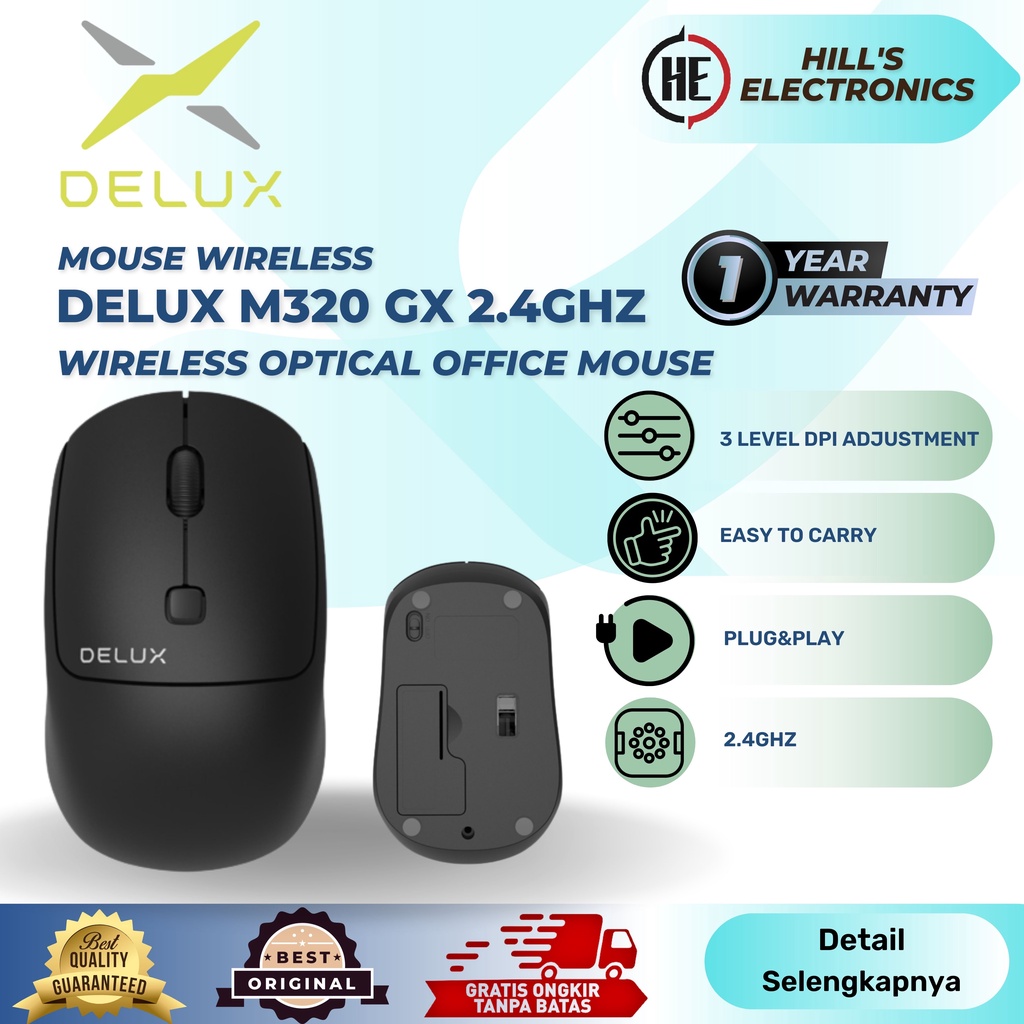 Jual Delux M320 Mouse Office Wireless GX 2.4Hz-Optical Office Mouse ...