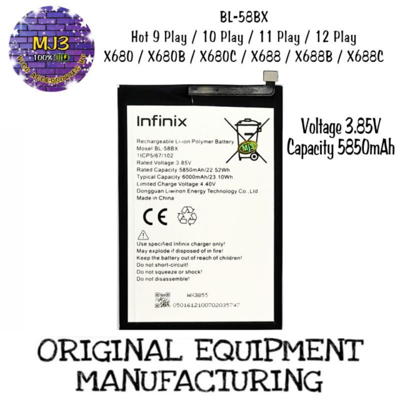 Jual Baterai Infinix BL-58BX / Hot 10S / Hot 9 play / Hot 10 play / Hot ...